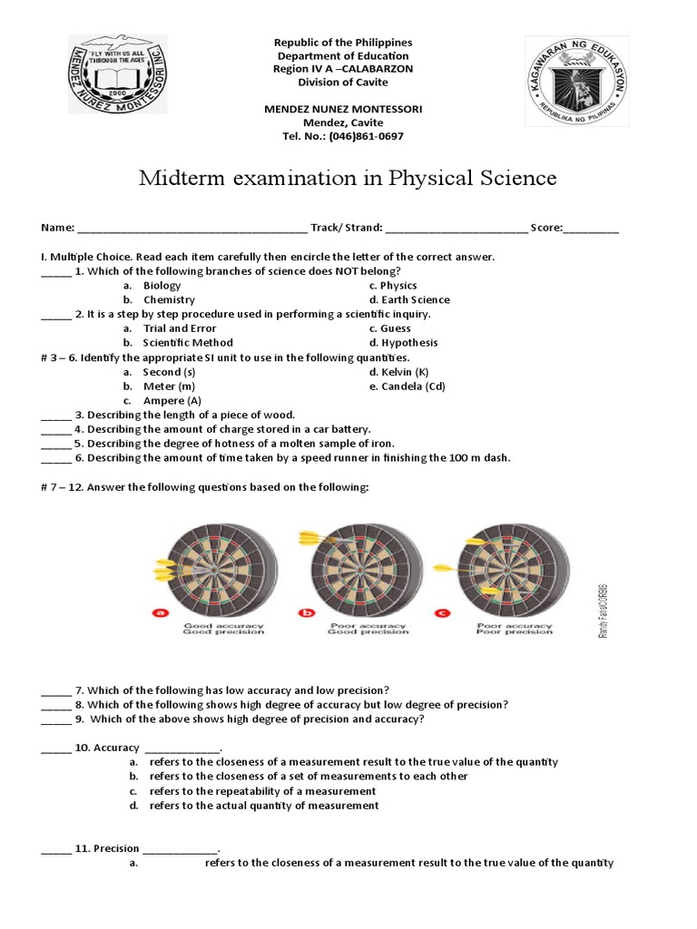 Midterm Examination in Physical Science | PDF | Atoms | Atomic Nucleus
