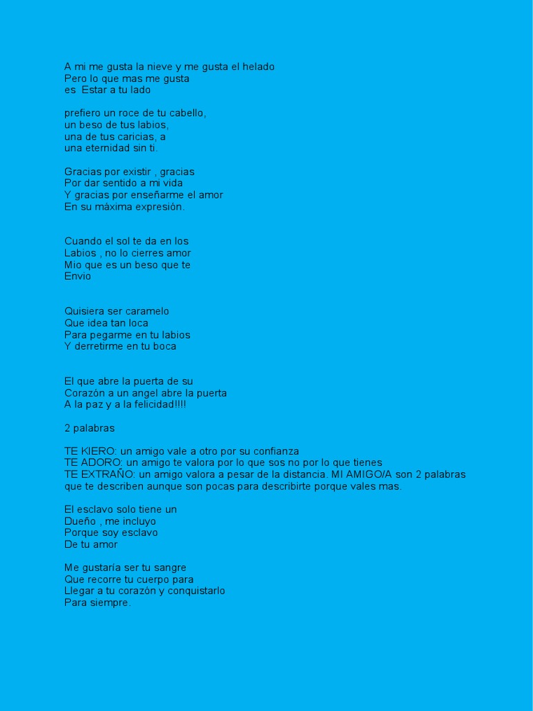 A Mi Me Gusta La Nieve y Me Gusta El Helado | PDF | Amor