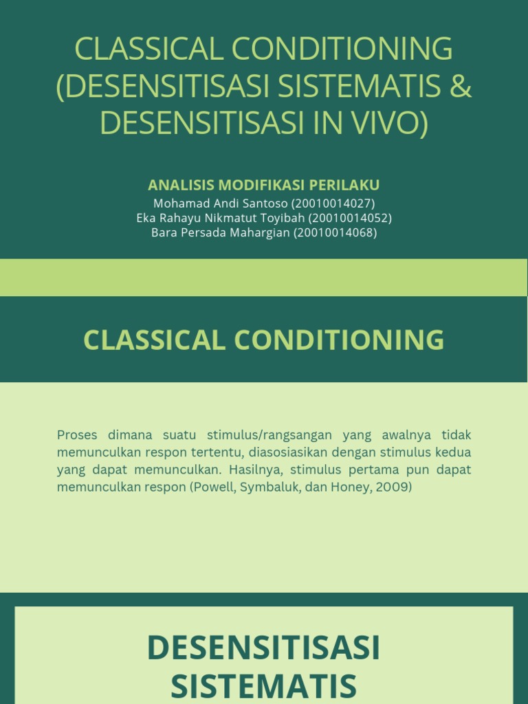 Classical Contioning) Desensitisasi Sistematis & Desensitisasi in Vivo ...