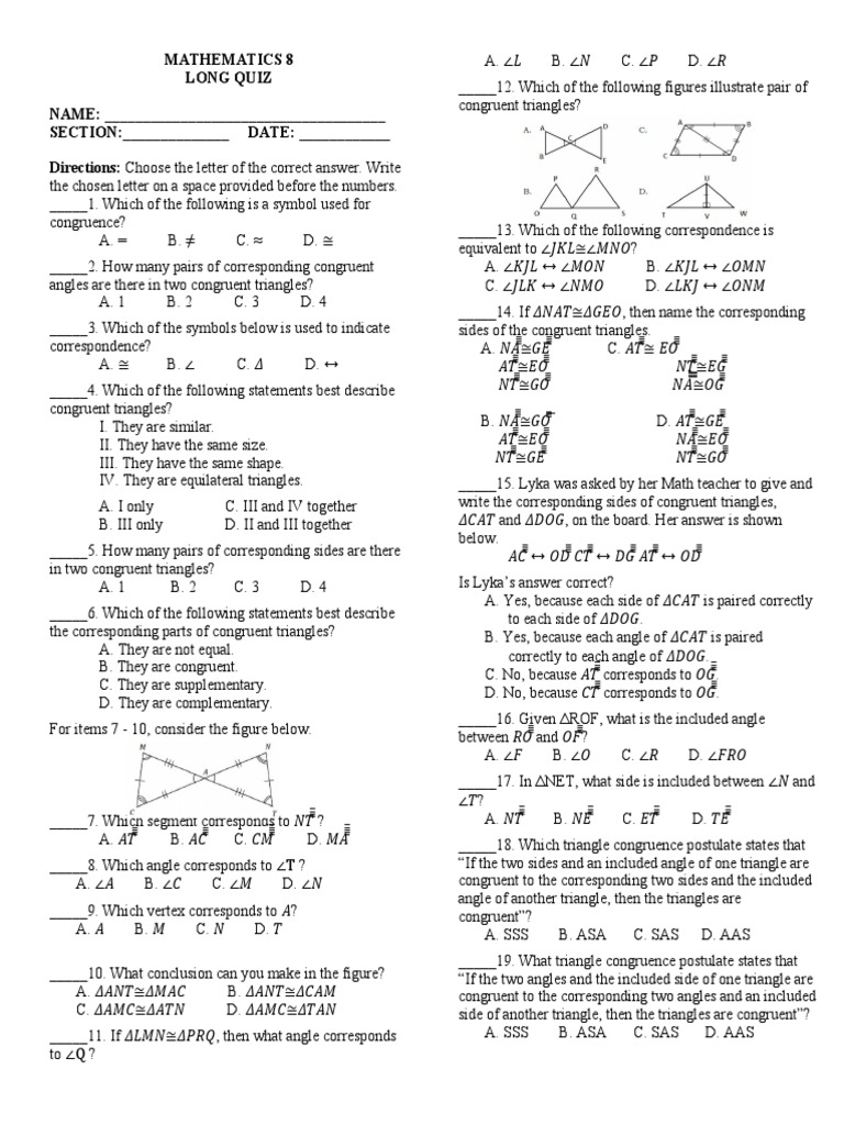 Long Quiz | PDF | Geometric Shapes | Mathematics