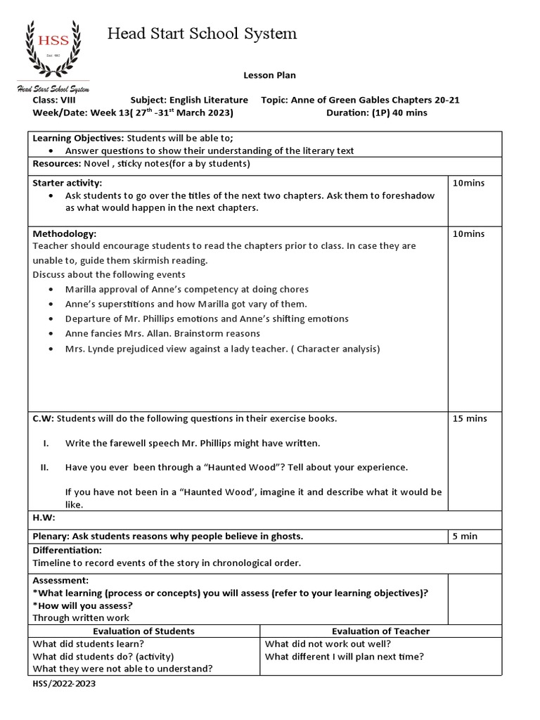 Lit Plan Grade 8 Week 13 | PDF | Lesson Plan | Cognitive Science