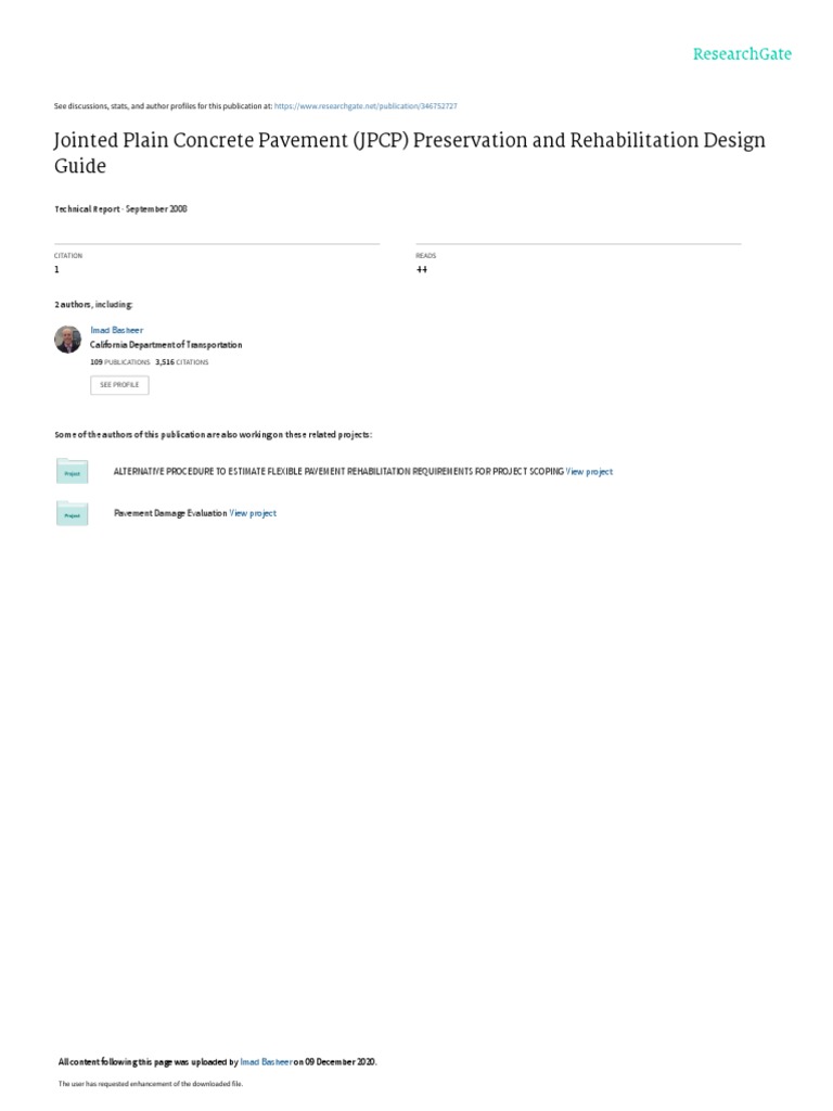 Jointed Plain Concrete Pavement (JPCP) Preservation and Rehabilitation ...