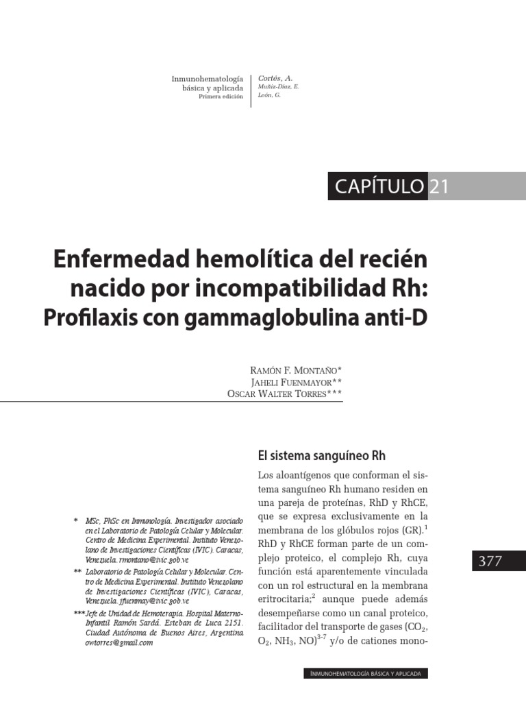 Enfermedad Hemolítica Del Recién Nacido Por Incompatibilidad RH ...