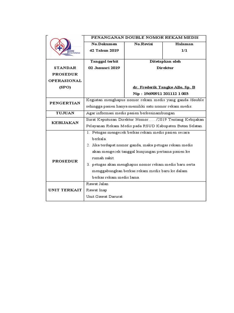 Penanganan Nomor Rekam Medis Ganda | PDF