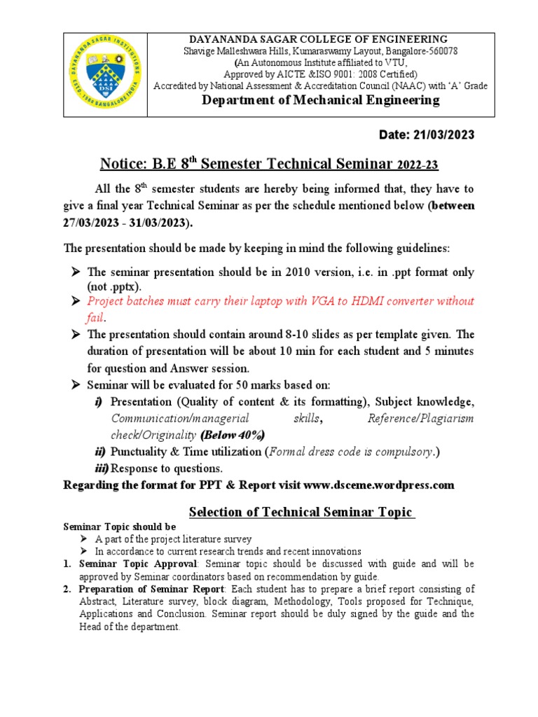 Technical Seminar Circular 2023 | PDF | Art | Computers