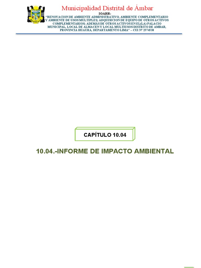Informe de Estudio de Impacto Ambiental | PDF | Desarrollo sostenible | Sustentabilidad