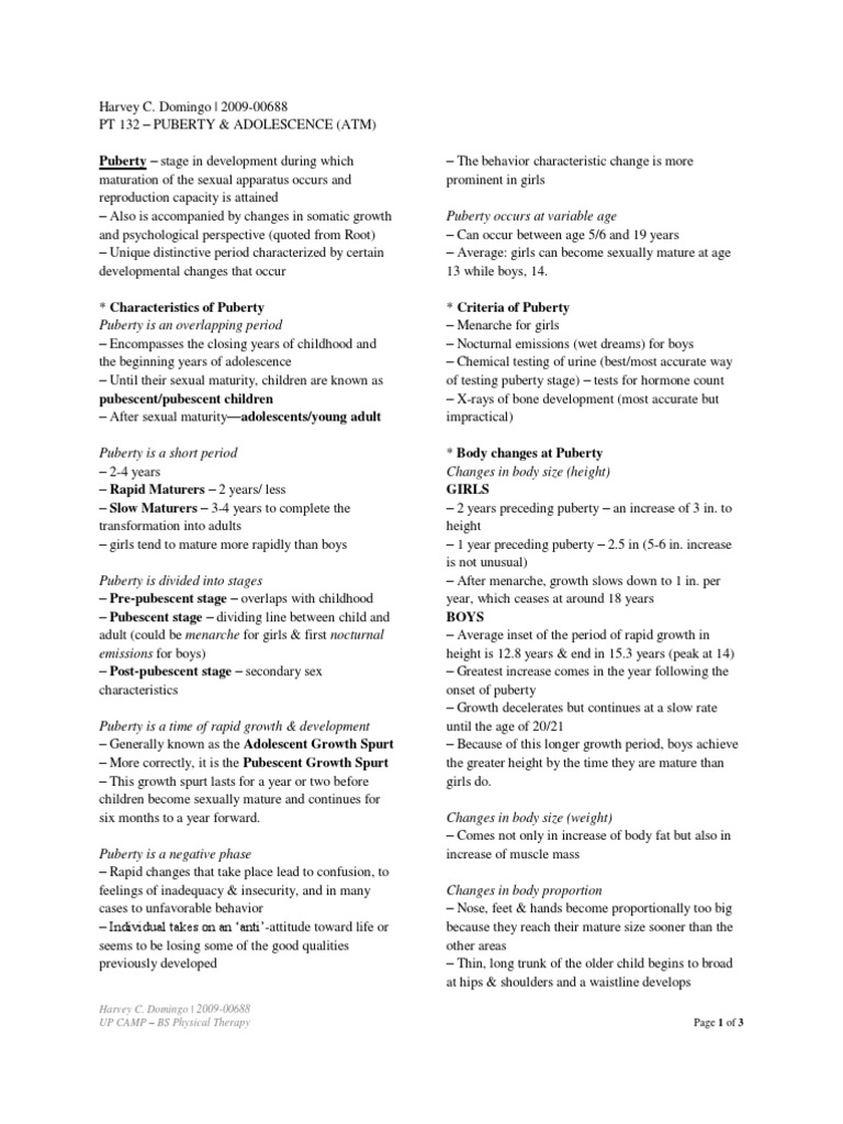 Puberty And Adolescence Pdf Puberty Adolescence