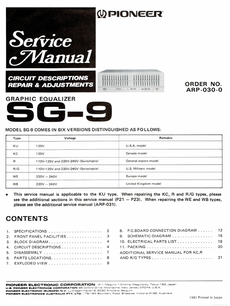 Pioneer sg-9 Arp0300 PDF | PDF