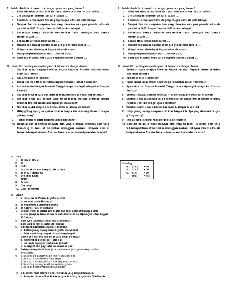 Soal PKN Kelas 4 | PDF
