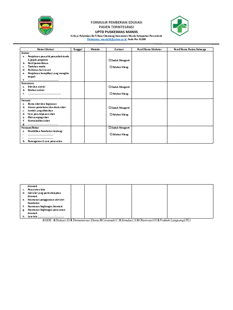 Formulir Pemberian Edukasi | PDF