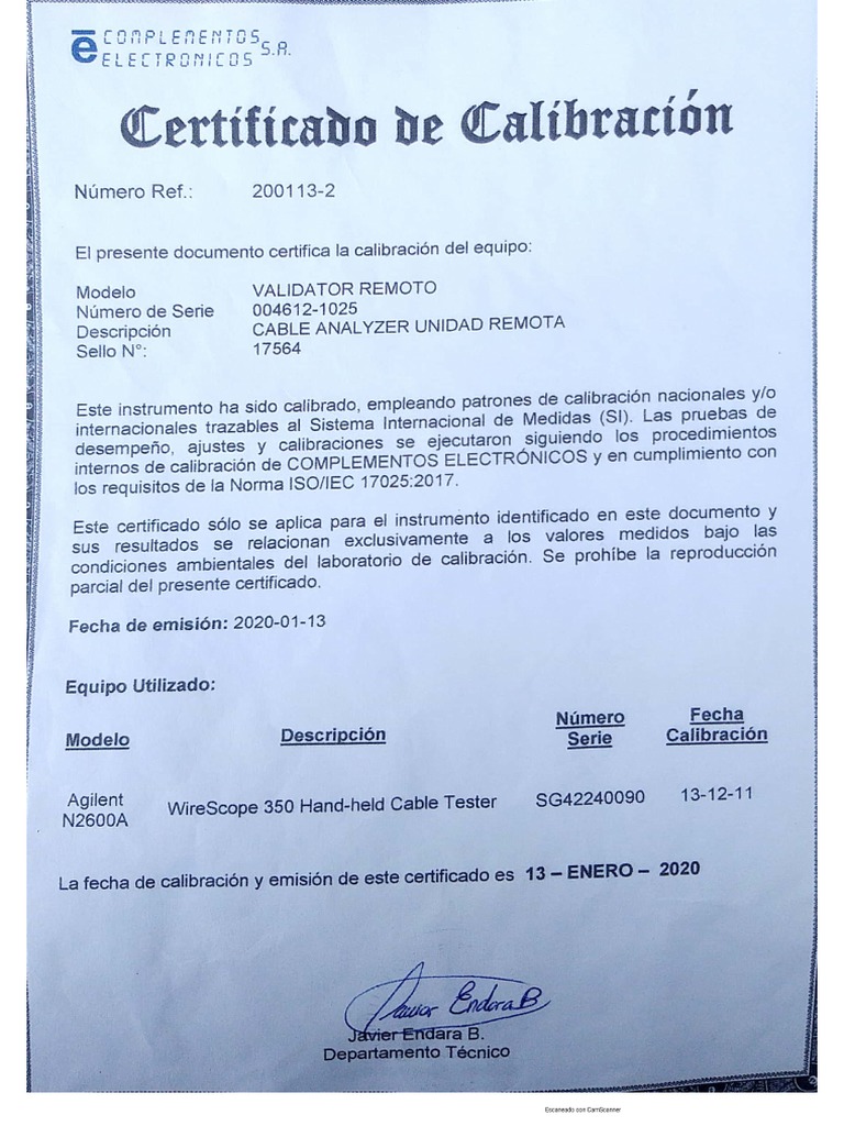 Certificado Calibracion PDF | PDF
