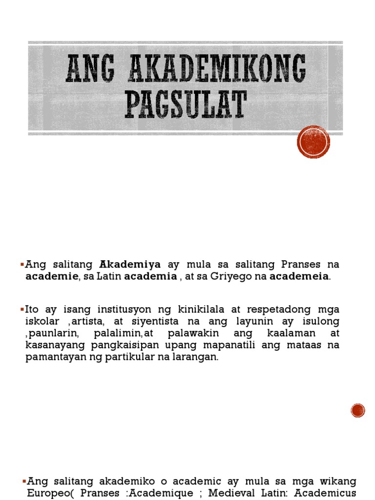 Ang Akademikong Pagsulat PDF | PDF