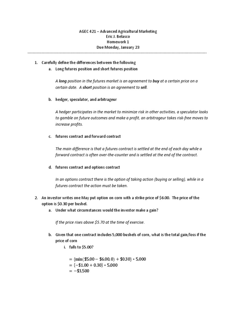 Homework 1 - With Solutions | PDF | Futures Contract | Option (Finance)