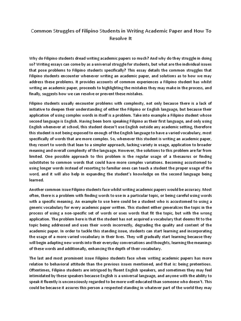 Common Struggles of Filipino Students in Writing Academic Paper and How ...