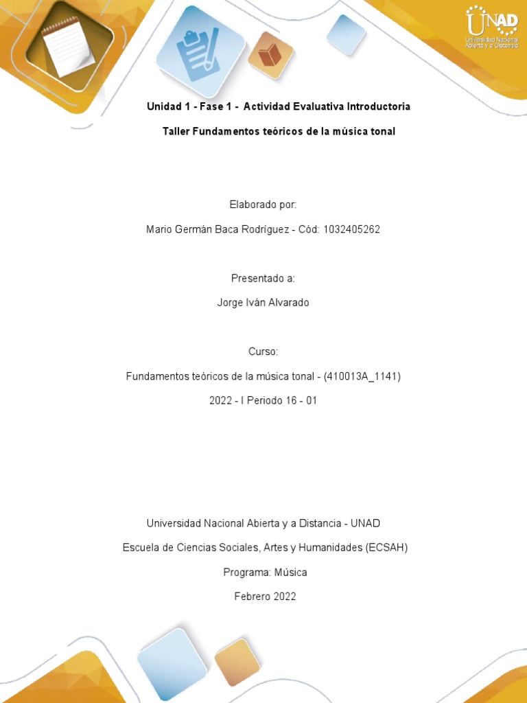 Unidad1Fase1 Mario Baca | PDF | Teoría musical | Sonido