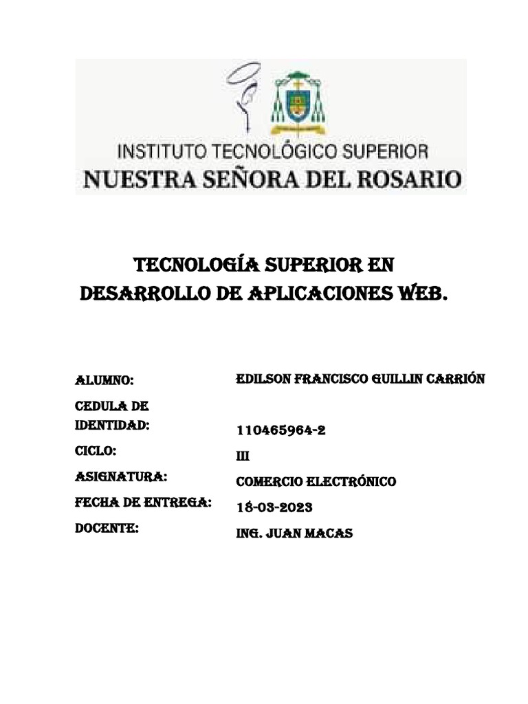 TSDW - Tema 8.tarea 8. Aspectos Tecnológicos Del Comercio Electrónico ...