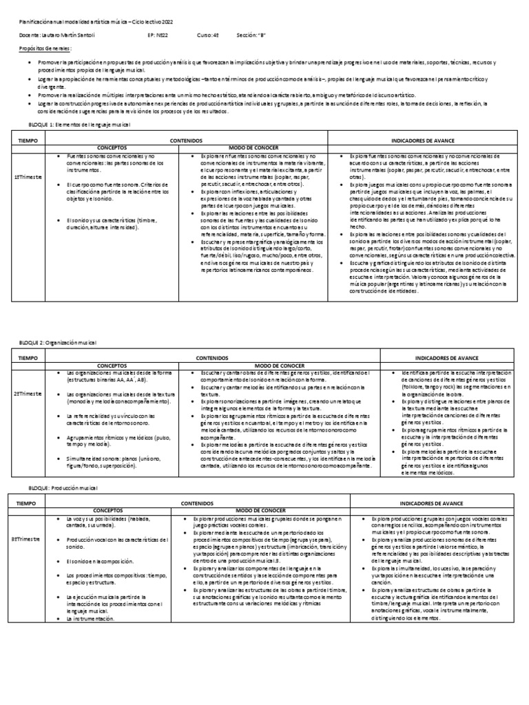 Planificación CUARTO EPB.pdf | PDF | Sonido | Melodía