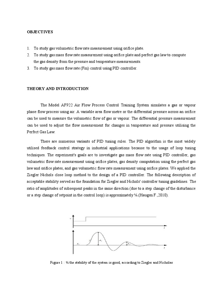 Lab Report Gas Flow Process Control Plant PI&C | PDF | Control Theory ...