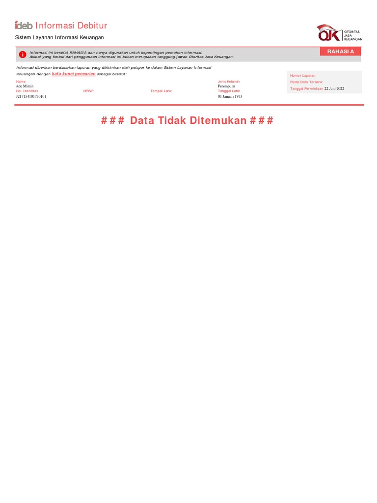 Informasi Debitur Rahasia | PDF