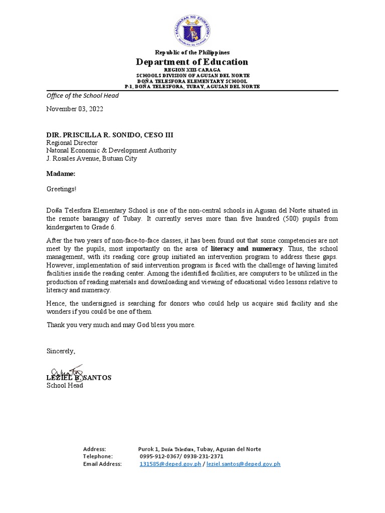 Letter To NEDA | PDF