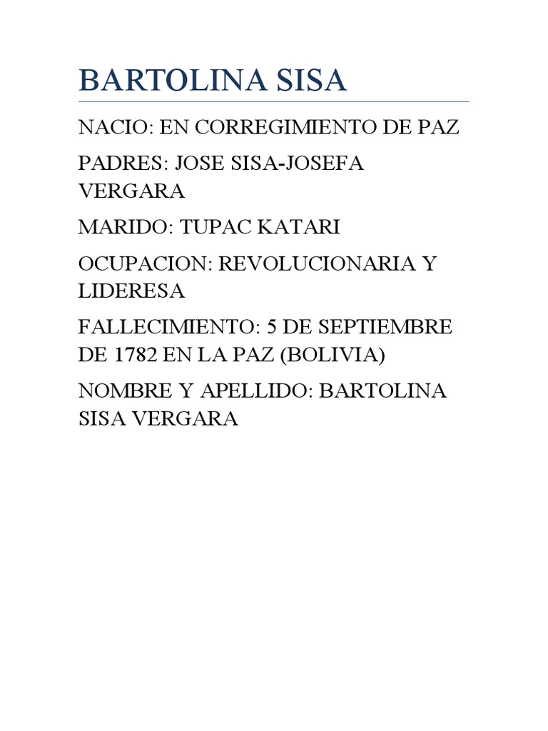 Bartolina Sisa | PDF