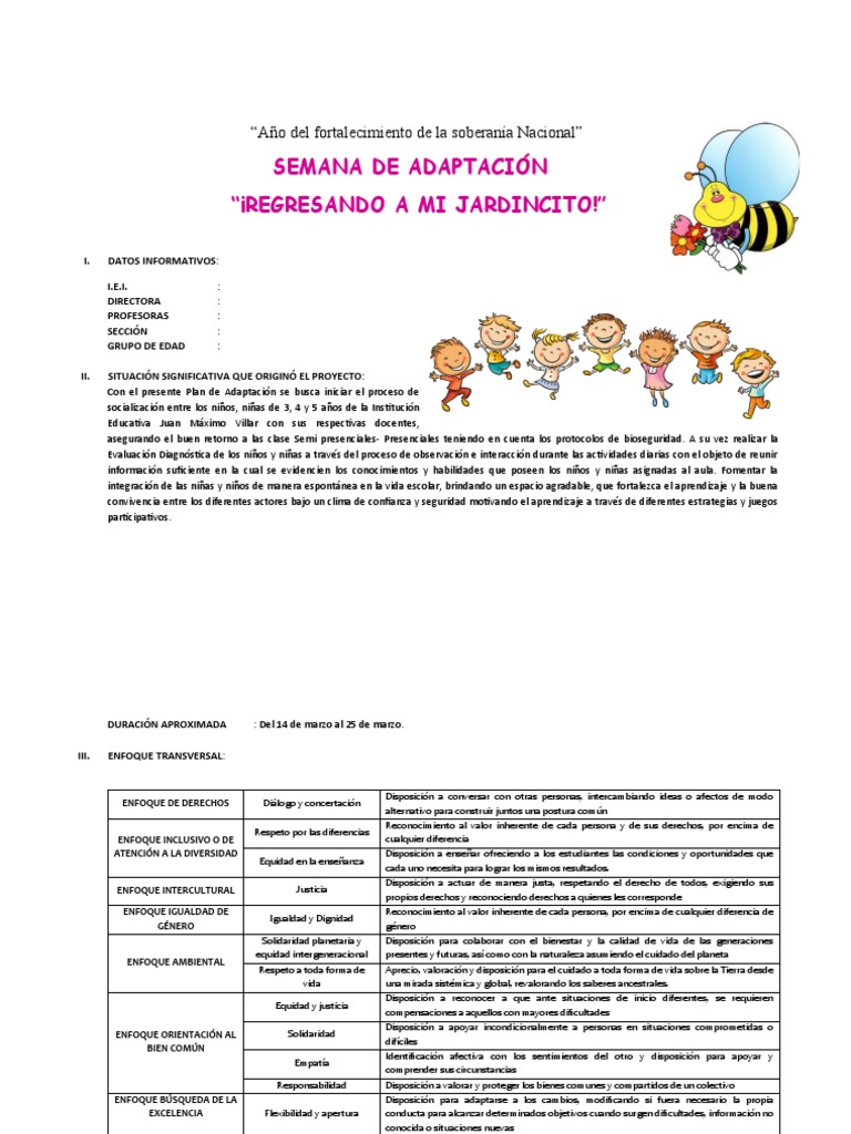 experiencia de aprendizaje Semana de adaptación 2022 | PDF | Enseñando | Aprendizaje