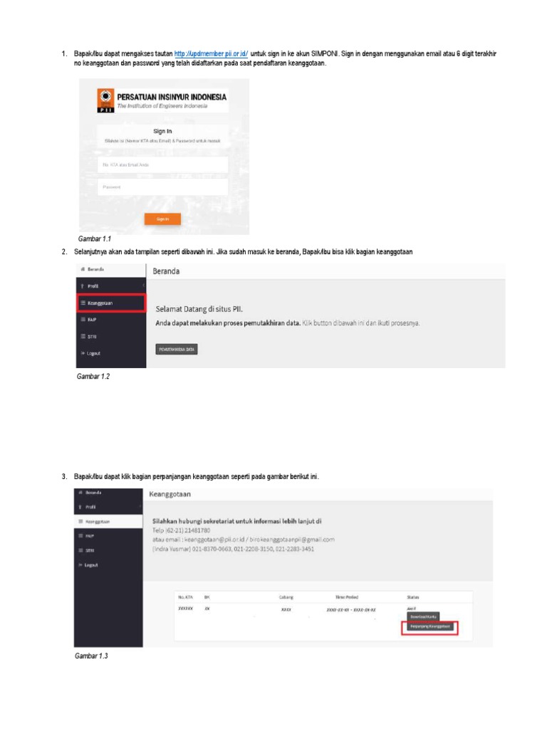 Tata Cara Perpanjangan Keanggotaan PII 2023 | PDF