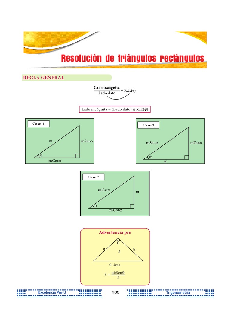 Resolucion de Triangulos Rectangulos | PDF | Triángulo | Trigonometría