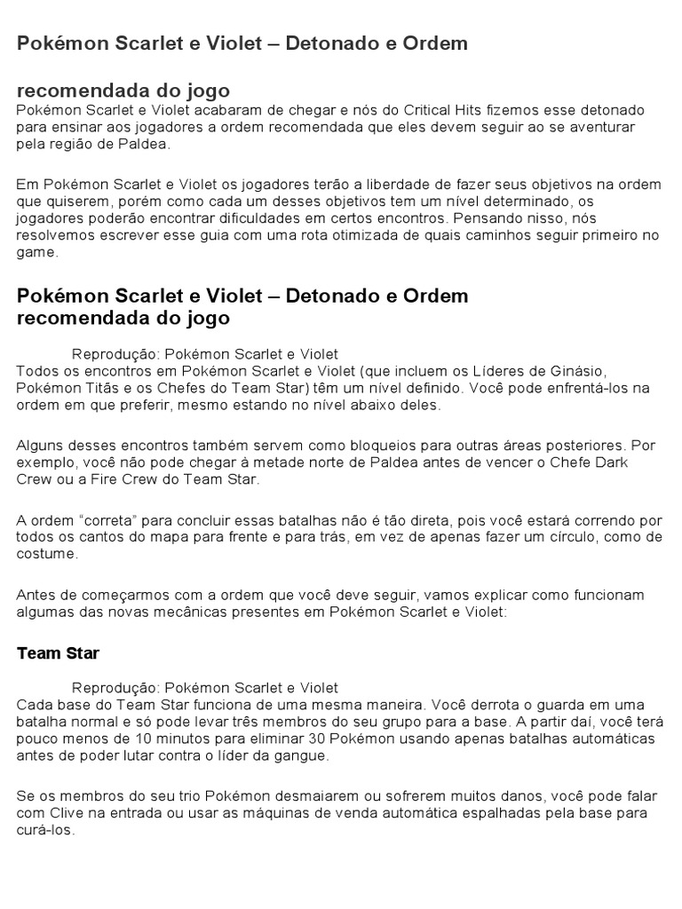 Pokemon Violet - Detonado e Ordem | PDF | Pokémon