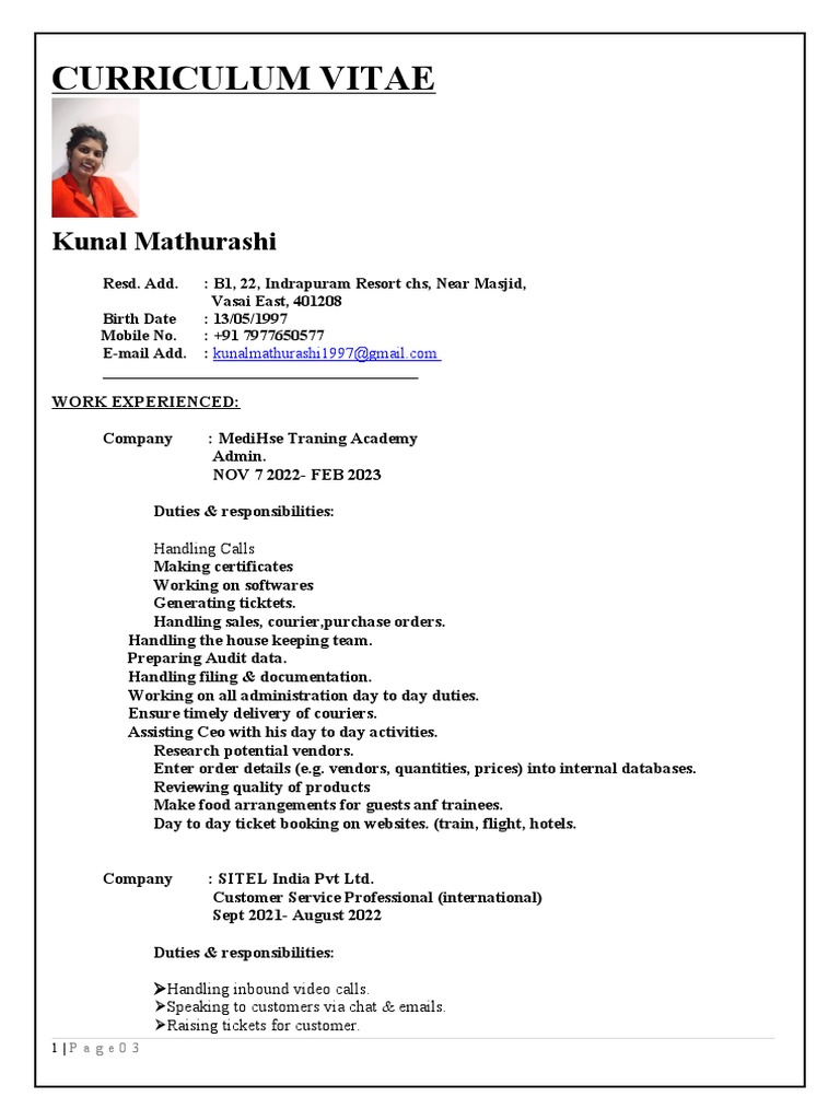 Kunal CV 2023 - Updated | Download Free PDF | Databases | Computing