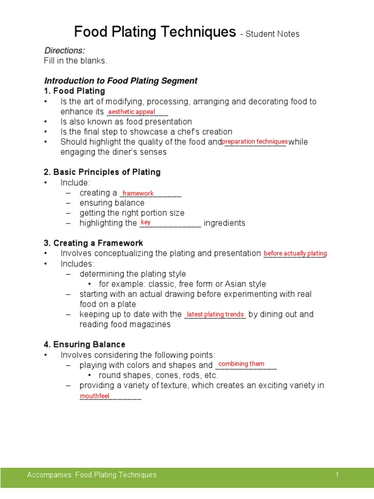 Food Plating Techniques | PDF | Tableware | Sauce