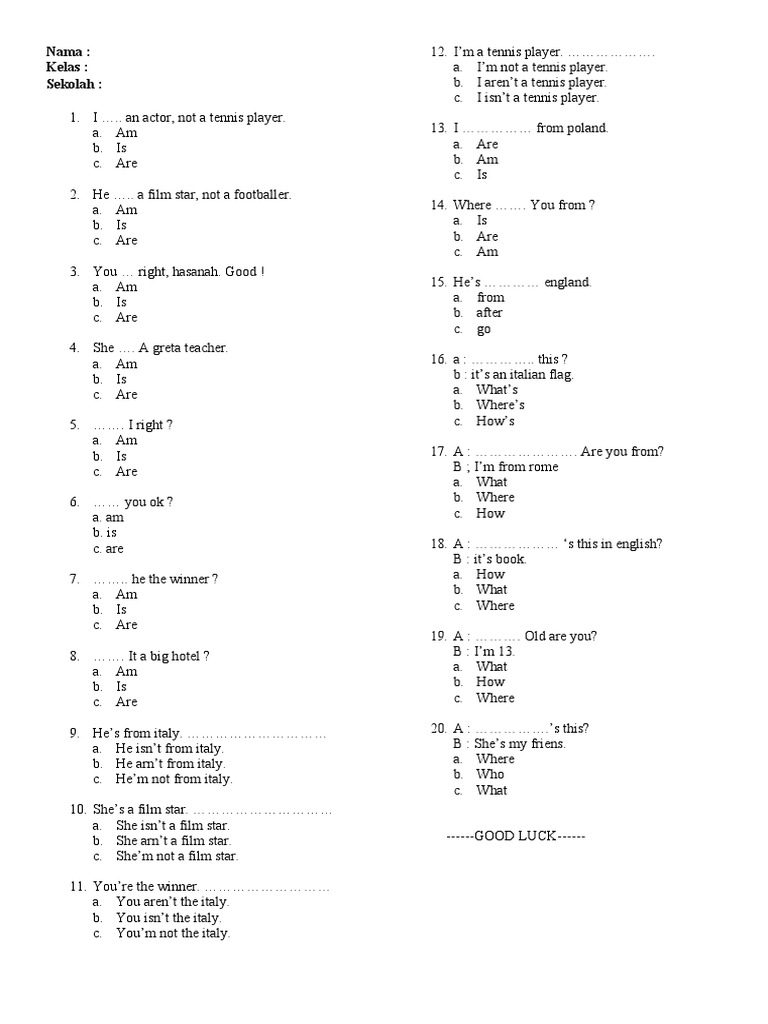 Soal Bahasa Inggris Kelas 7 Kurikulum Merdeka | PDF