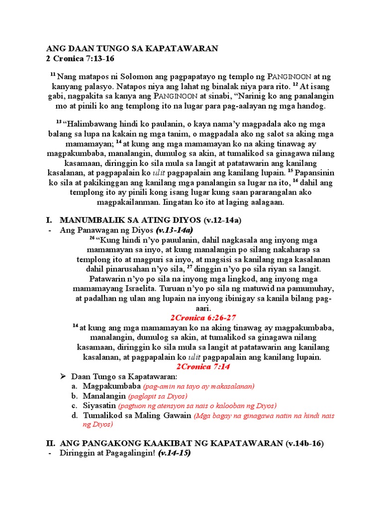 ANG DAAN TUNGO SA KAPATAWARAN - Outline | PDF