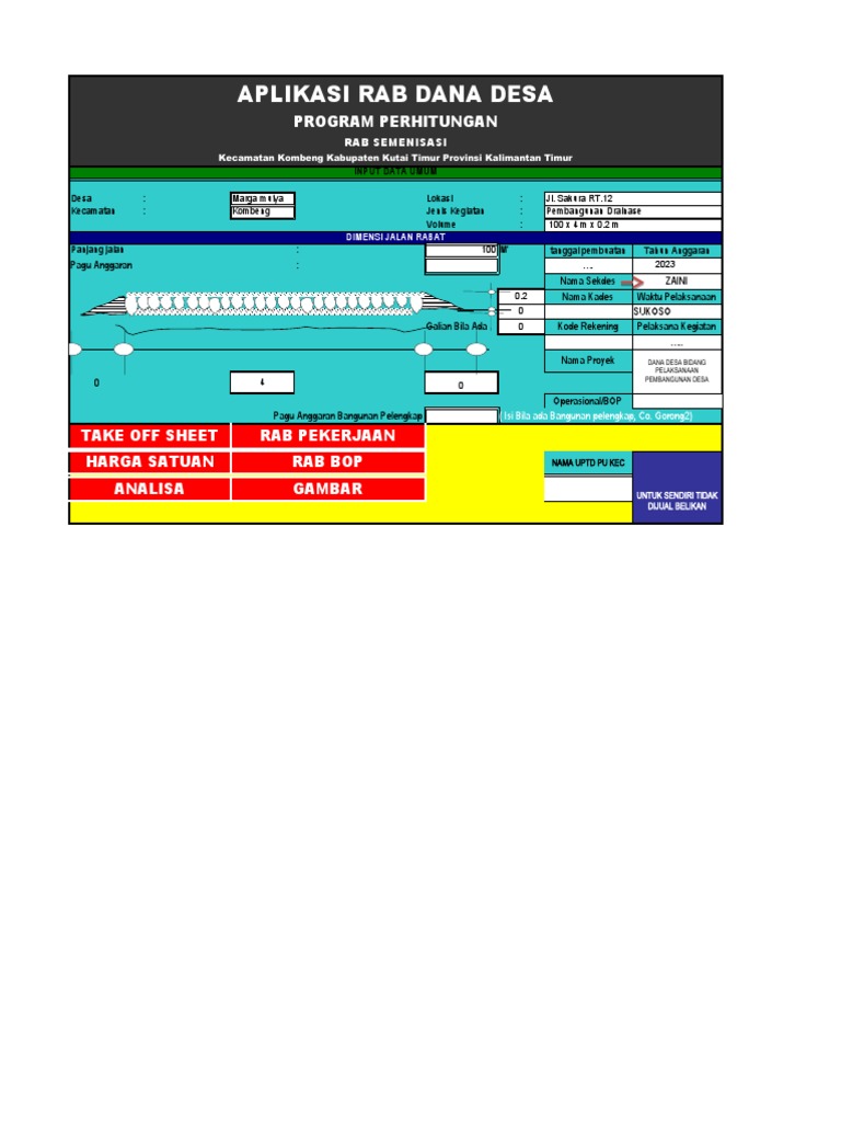 Aplikasi Rab Dana Desa: Program Perhitungan | PDF