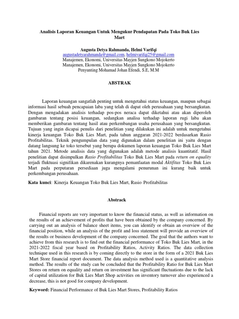 Analsisi Laporan Buk Lies Mart | PDF