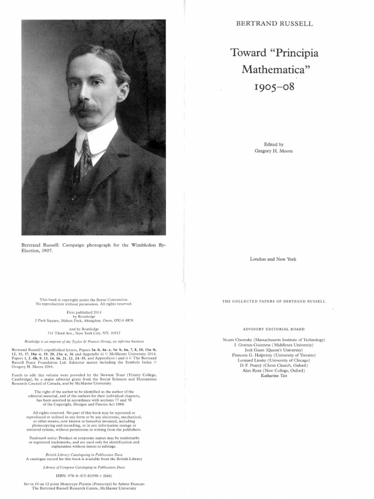 Bertrand Russell - Gregory H. Moore - Toward Principia Mathematica 1905-08 (Collected Papers ...