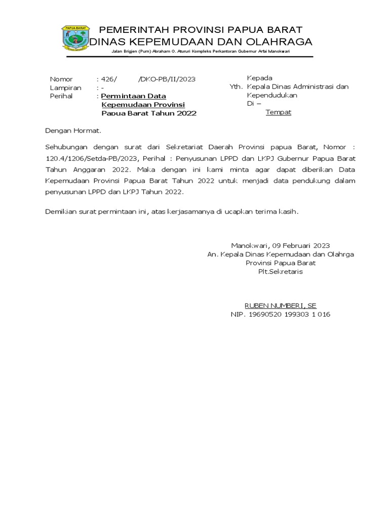 Surat Permintaan Data | PDF