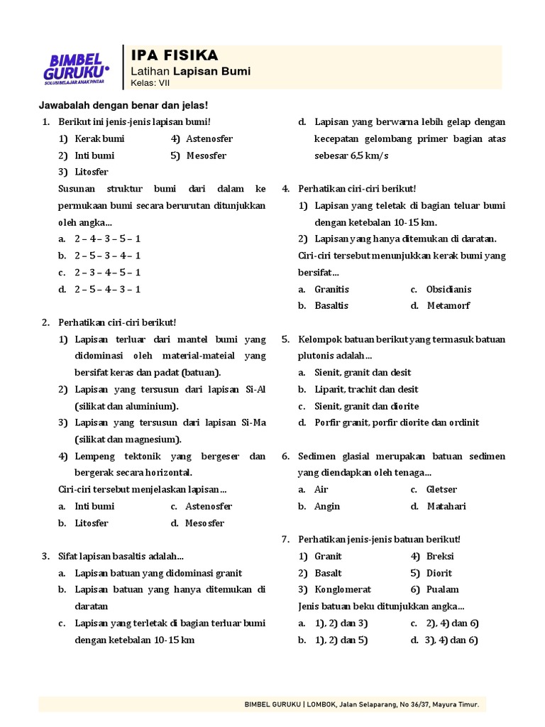 Latihan Soal IPA: Lapisan Bumi dan Geologi | PDF