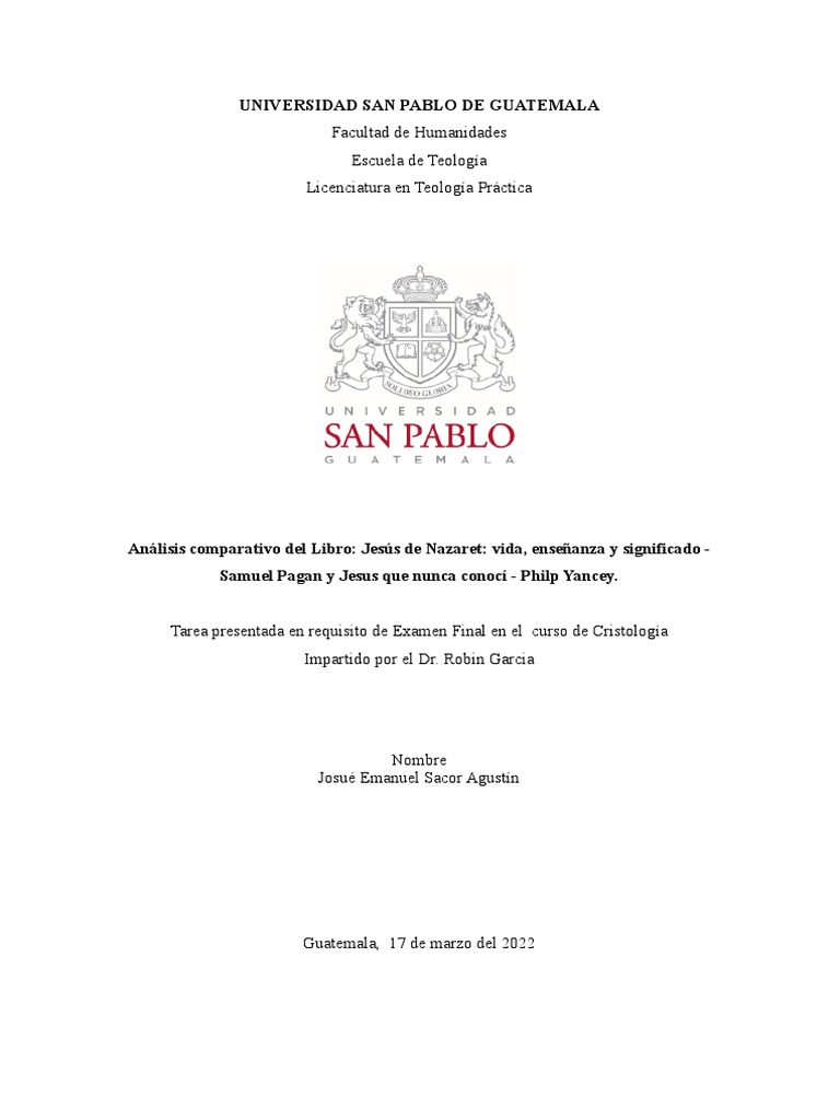 Comparación del Libro Samuel Pagan y Philp Yancey | PDF | Jesús | María ...
