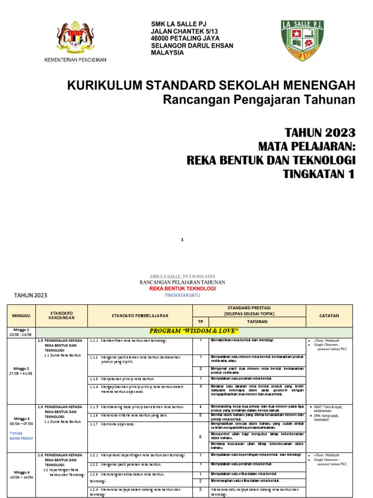 RPT RBT Ting 1 2023 | PDF