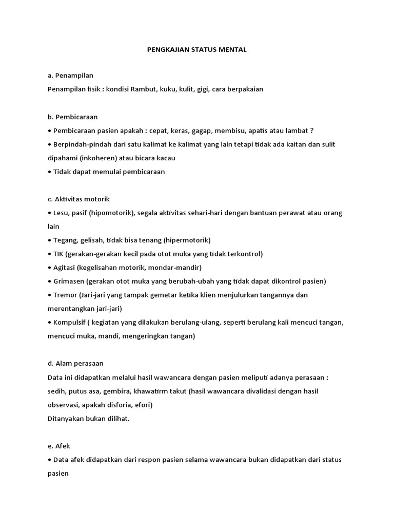 Pengkajian Status Mental | PDF