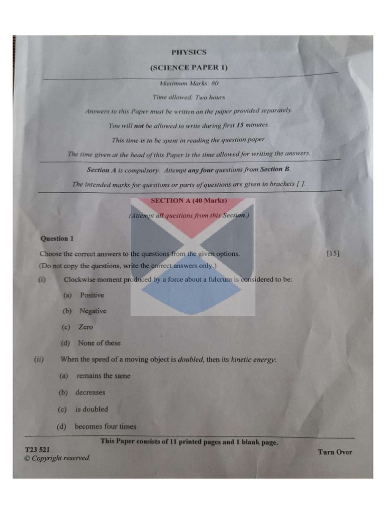 ICSE 10th Physics Question Paper 2023 | PDF