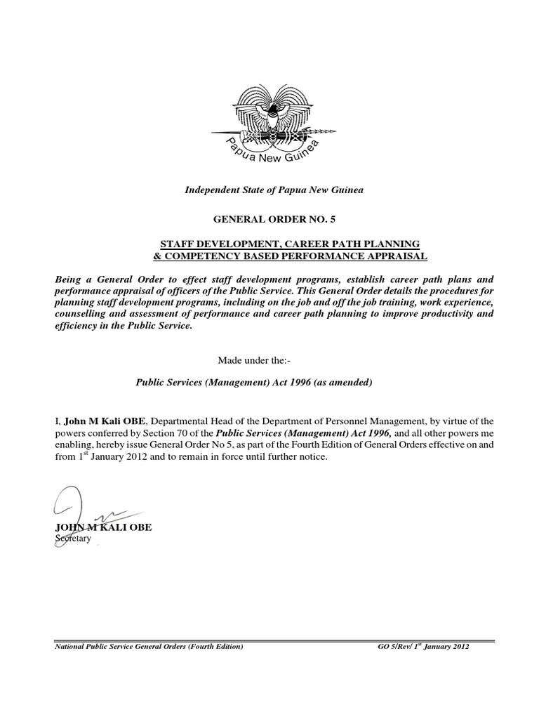 General Order 5 CAREER PATHS STAFF DEVEL PERFORMANCE 4t | PDF ...