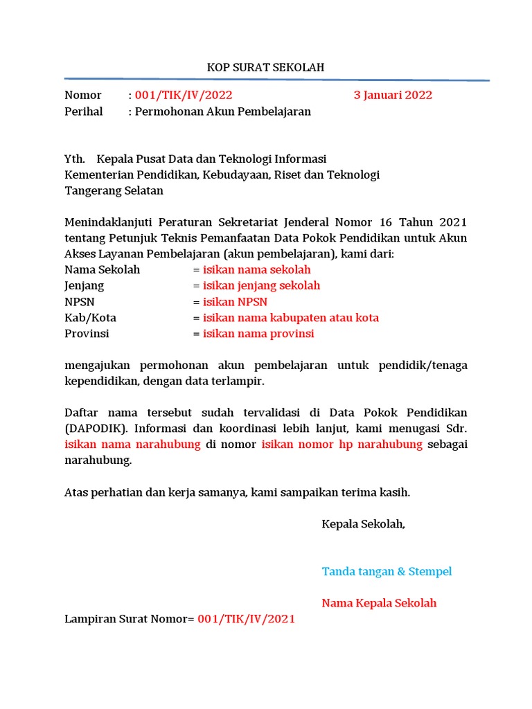 001/TIK/IV/2022 3 Januari 2022: Tanda Tangan & Stempel | PDF