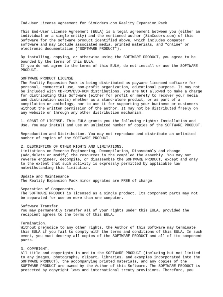 EULA | PDF | License | Copyright