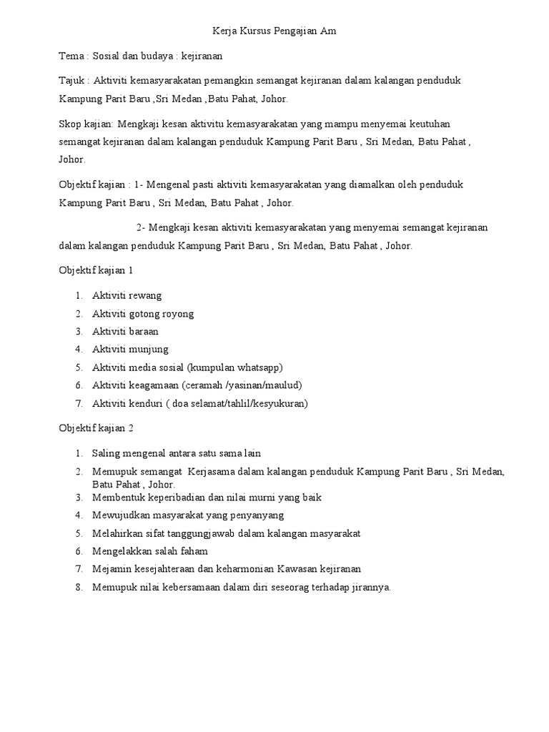 Kerja Kursus Pengajian Am | PDF