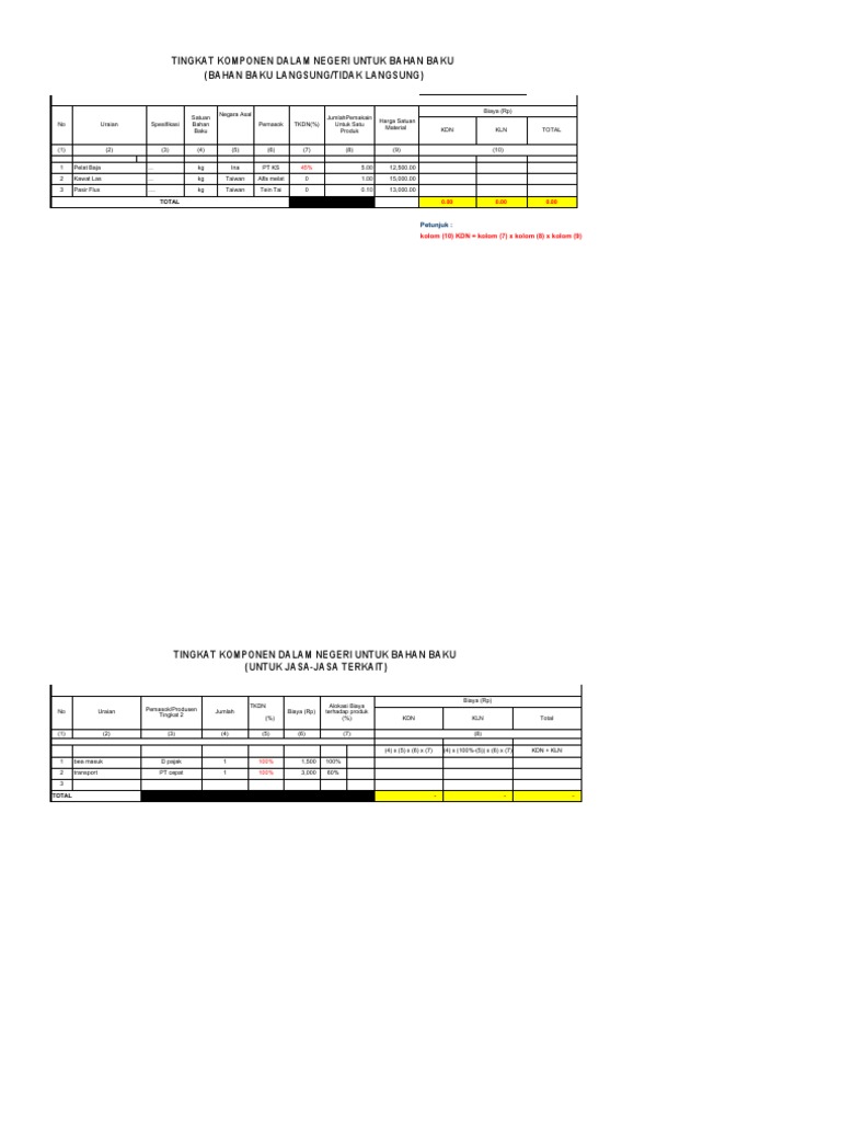 Formulir Isian TKDN Gabungan Barang & Jasa | PDF