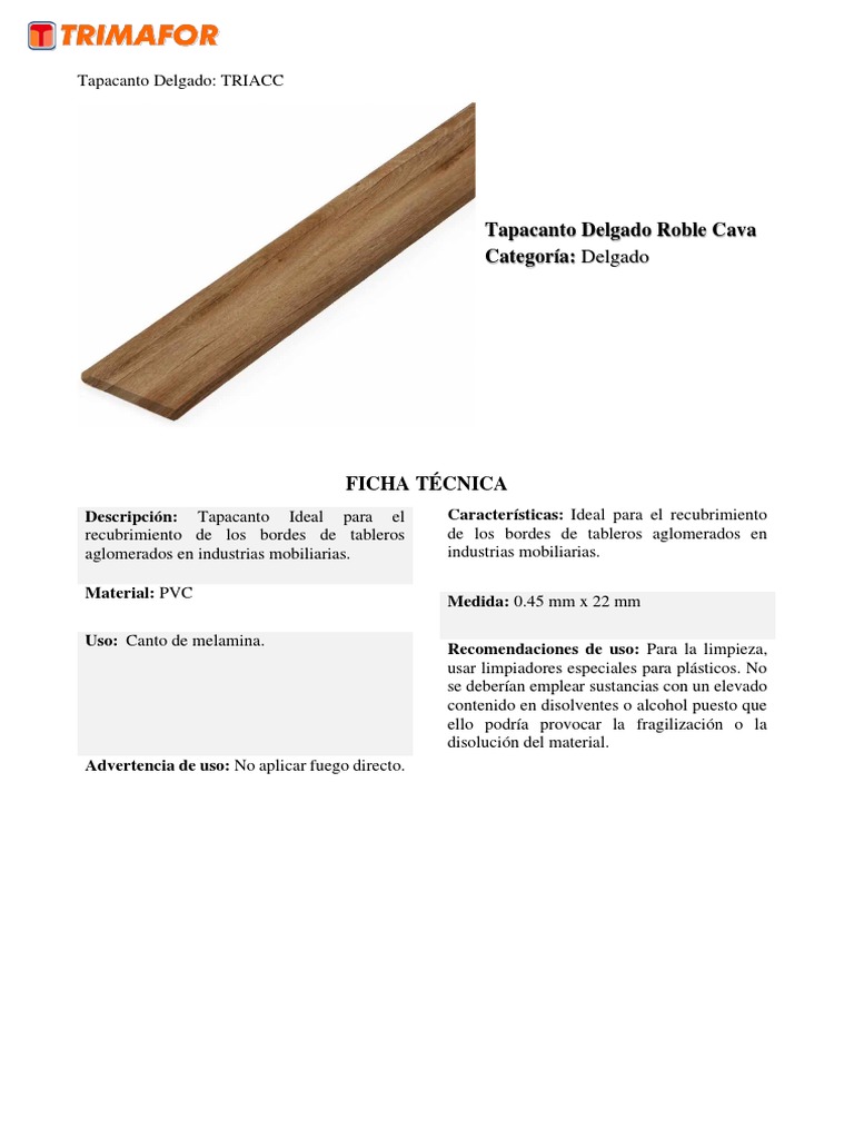 Tapacanto Delgado Roble Cava | PDF