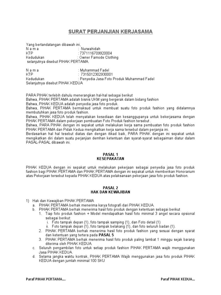 Perjanjian Kerjasama | PDF