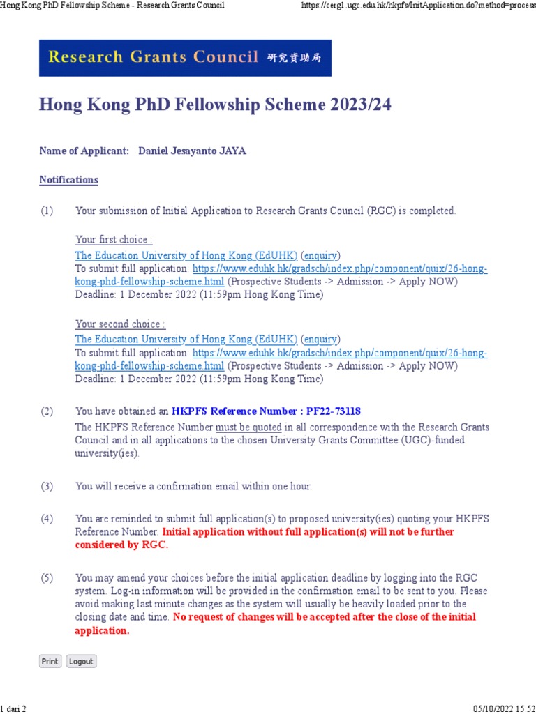 Hong Kong PHD Fellowship Scheme - Research Grants Council | PDF | Doctor Of Philosophy | Hong Kong